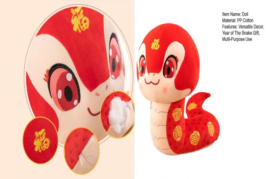 [TS] Traditional Chinese Elements Plush Toy Bedside Table Snake Doll ...