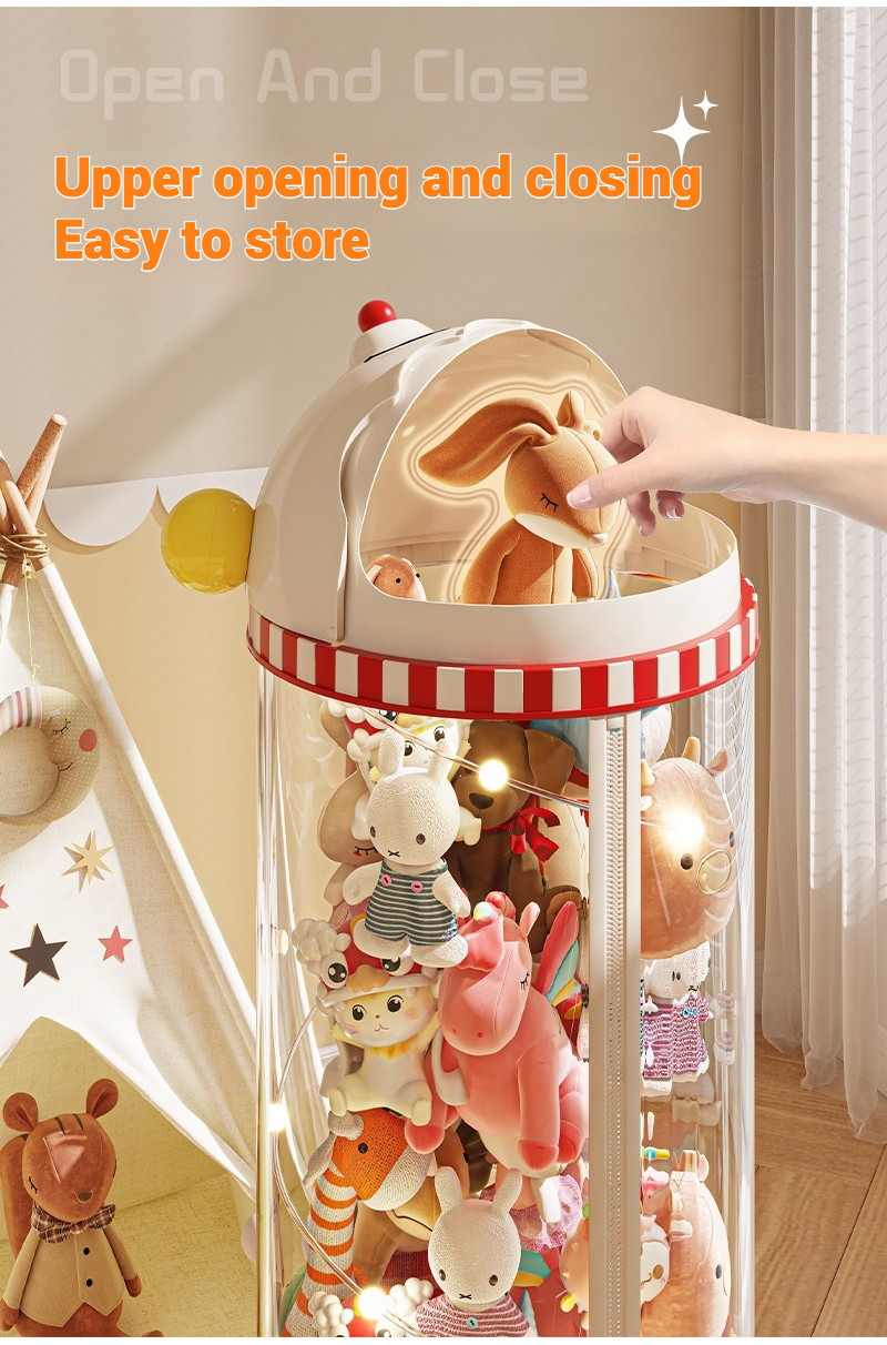 Doll storage bucket with zipper mobile doll transparent tube plush toy ...
