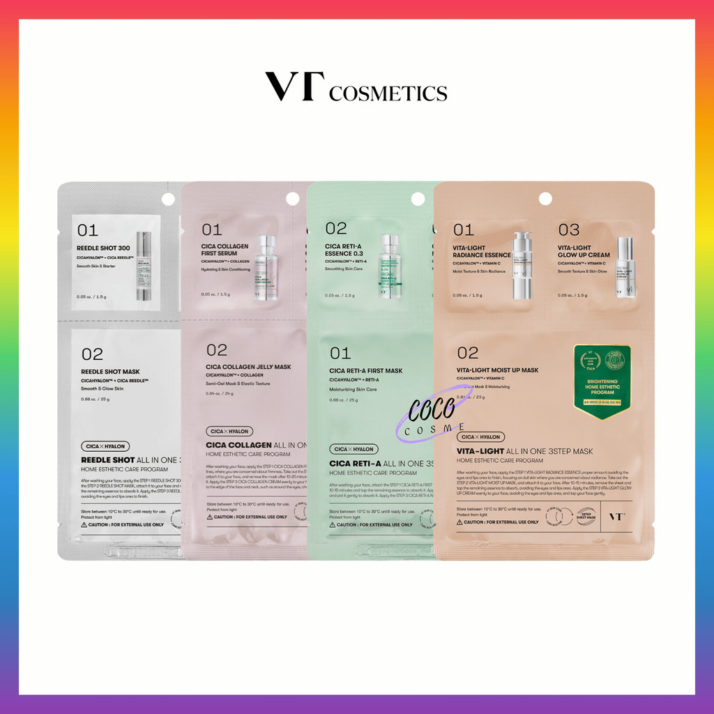 VT ALL IN ONE 3STEP MASK (Reedle Shot / Cica Collagen / Cica Reti-A ...