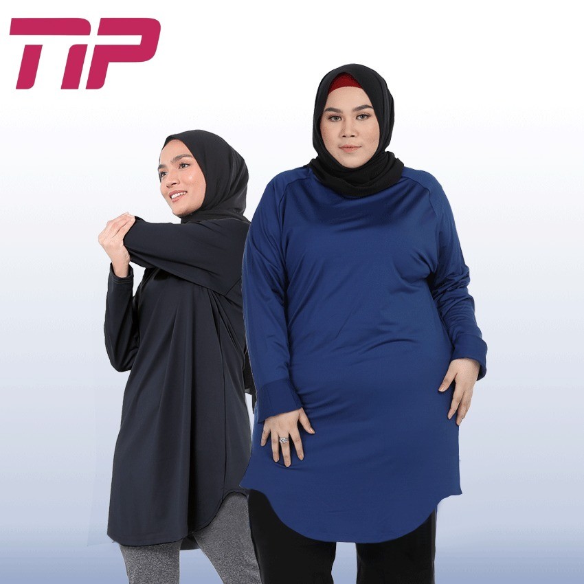 [Plus Size] Baju Sukan Muslimah Fitah Labuh Sampai Lutut (2L-8L ...