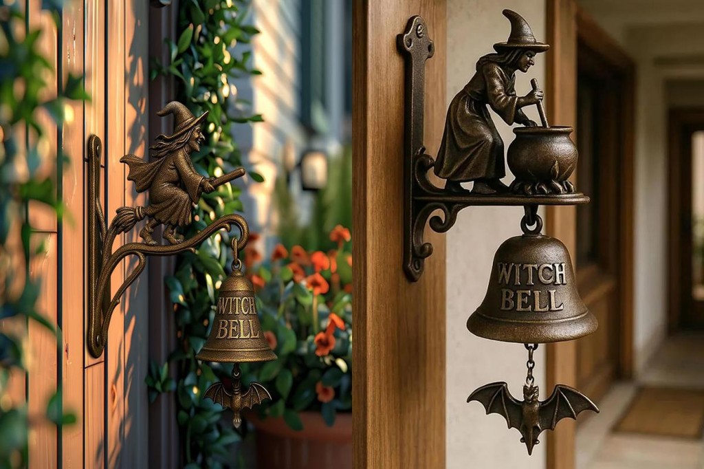 someryer| Halloween Witch Bell Halloween Party Bell Vintage Halloween Witch Doorbell for Home ...
