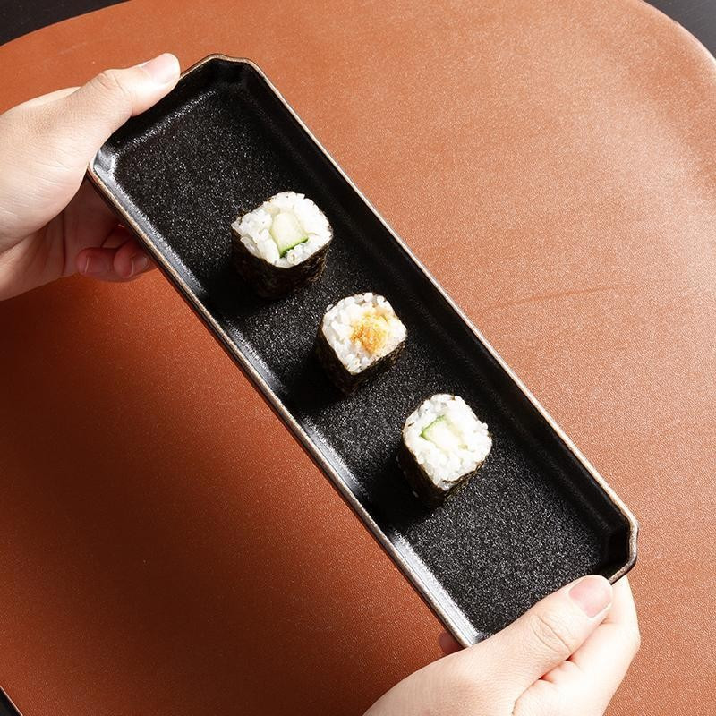 Japanese Dim Sum Plate Ceramic Dinner Black Frosted With Phnom Penh ...