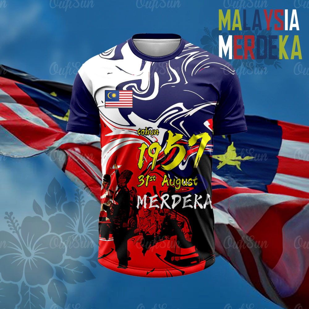 Baju 68th Merdeka Muslim Clothes 1957 Malaysia Independence Day Jersey ...