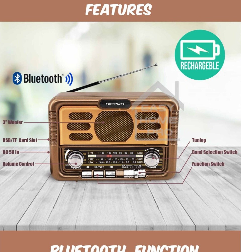 NIPPON PORTABLE RADIO BLUETOOTH/FM/AM/AW/MW (CUCU) | Shopee Malaysia
