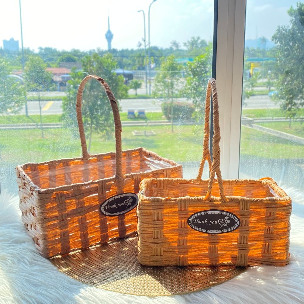 Flower Rattan Bamboo Oval Wicker Woven Weaving Gift Basket Bakul ...