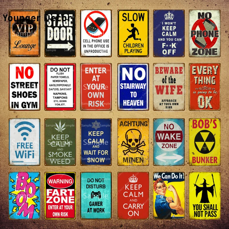 Keep Calm Warning Vintage Tin Sign Metal Plate Beware Of The Wife Wall ...