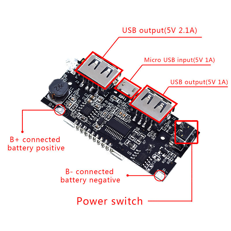 Dual USB 5V 1A 2.1A Mobile Power Bank 18650 Battery Charger PCB Power Module Accessories For ...