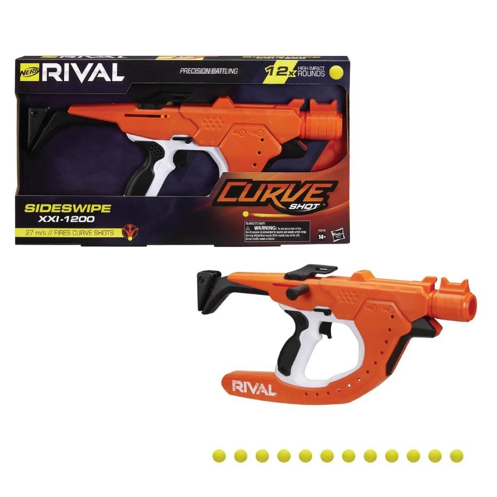 Nerf Rival Curve Shot Sideswipe XXI-1200 Fire Rounds Curve Blaster Gun ...