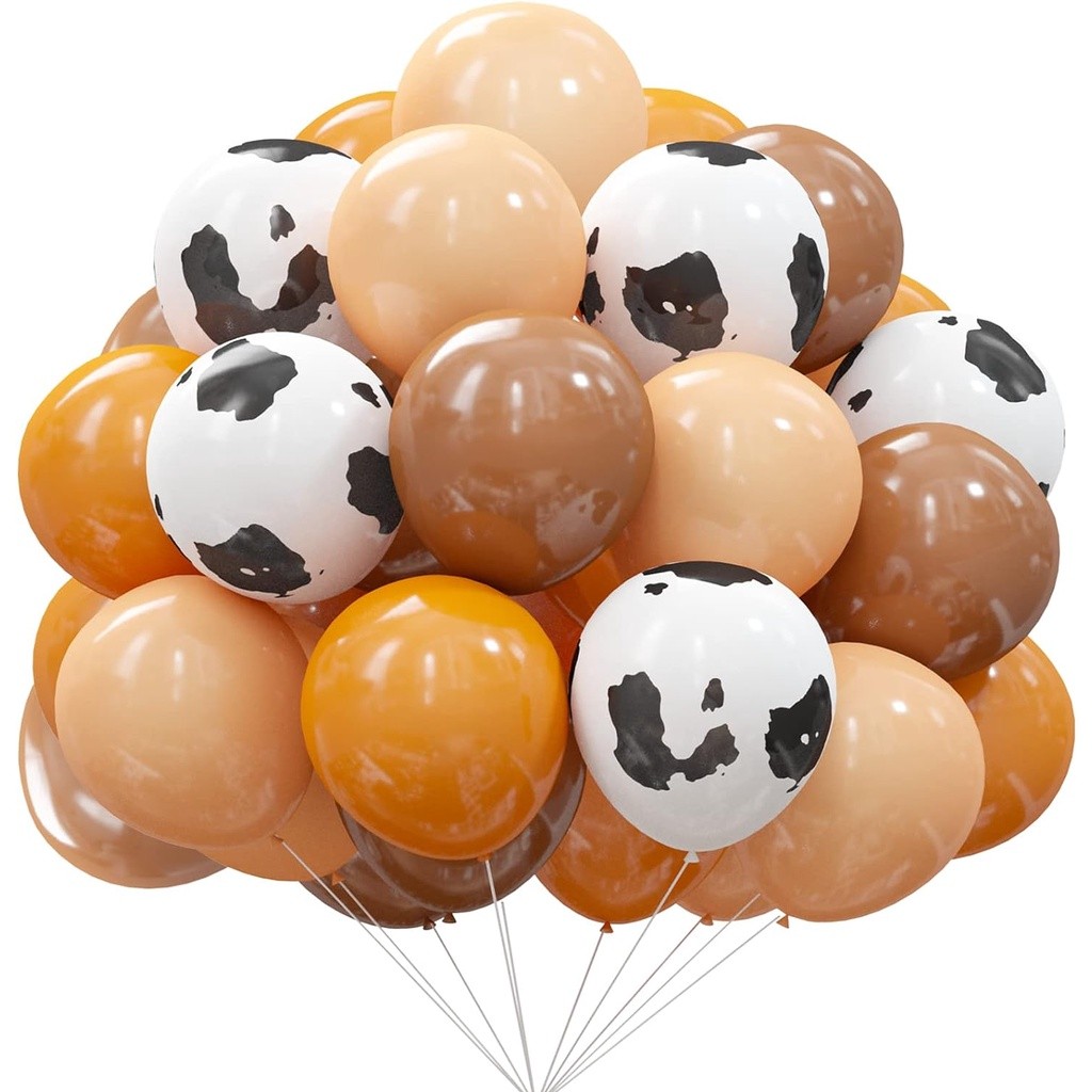 60pcs Cow Balloons Kit - 12" Brown Cow Print Balloons for Cowboy ...