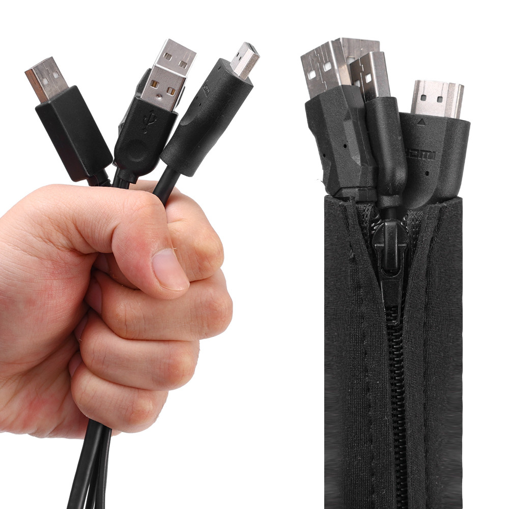3Pcs Reusable Zipper Cable Sleeve - Nylon Wire Cable Management ...