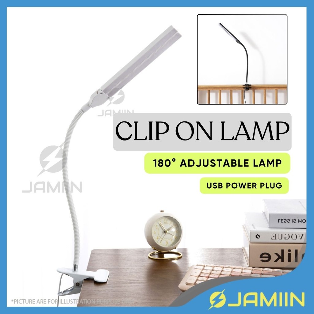 Clip On Study Lamp Flexible Gooseneck Book Reading Lamp Bed Lamp Lampu ...