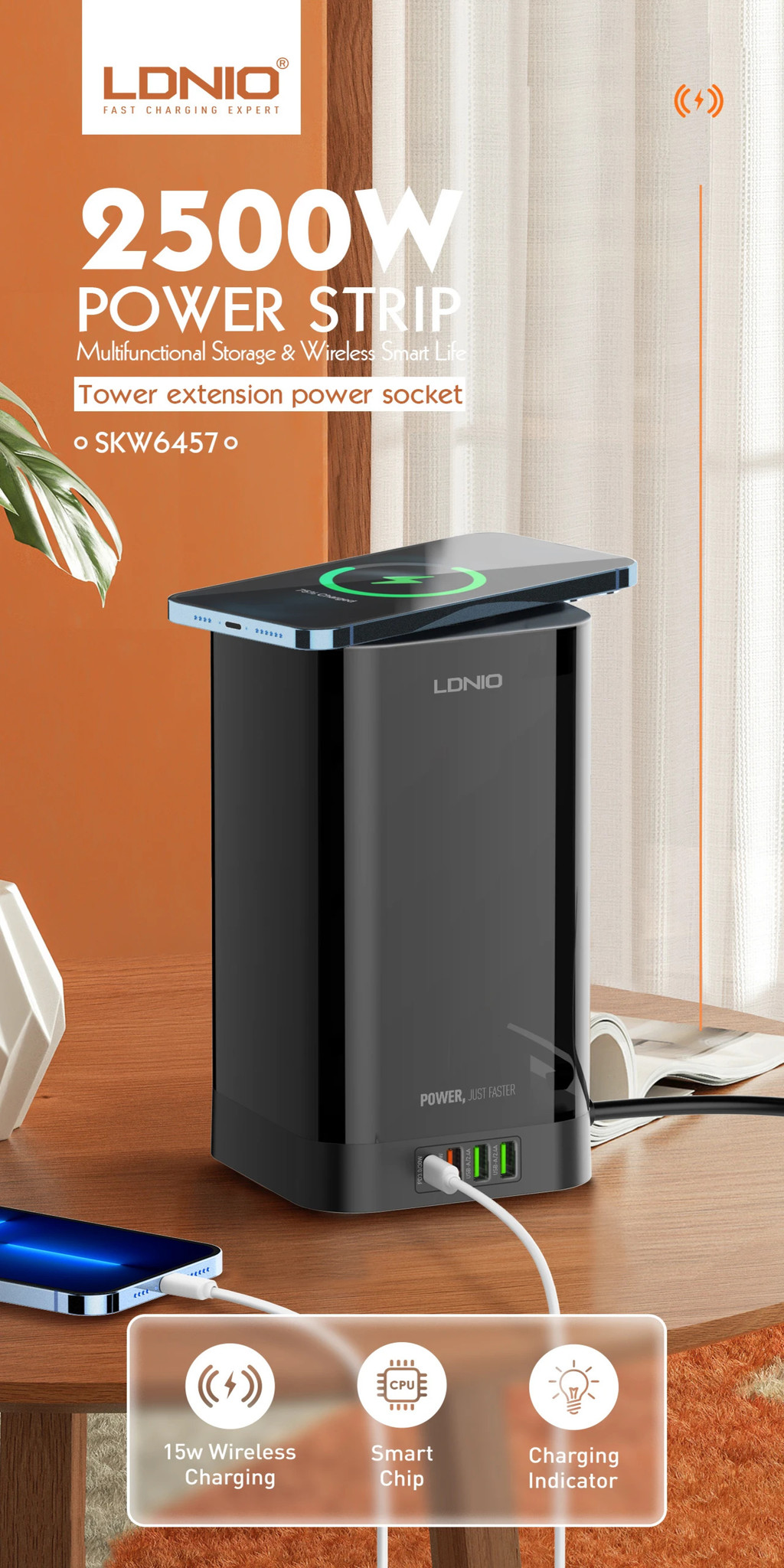 LDNIO UKCA Vertical Power Plug Tower Shape Extension Socket UK Outlet ...