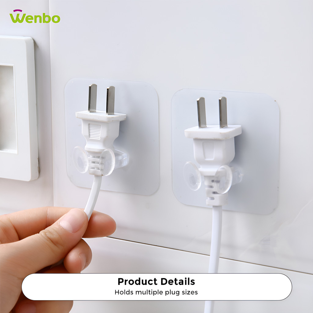 Wenbo Wall Storage Hook/USB Cable Power Plug Socket Holder/Home Office ...
