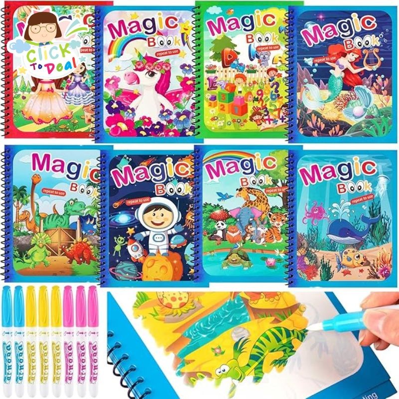 CTD《 𝗥𝗘𝗨𝗦𝗔𝗕𝗟𝗘 》Water Magic Writing Book Pen Kids Children Drawing ...