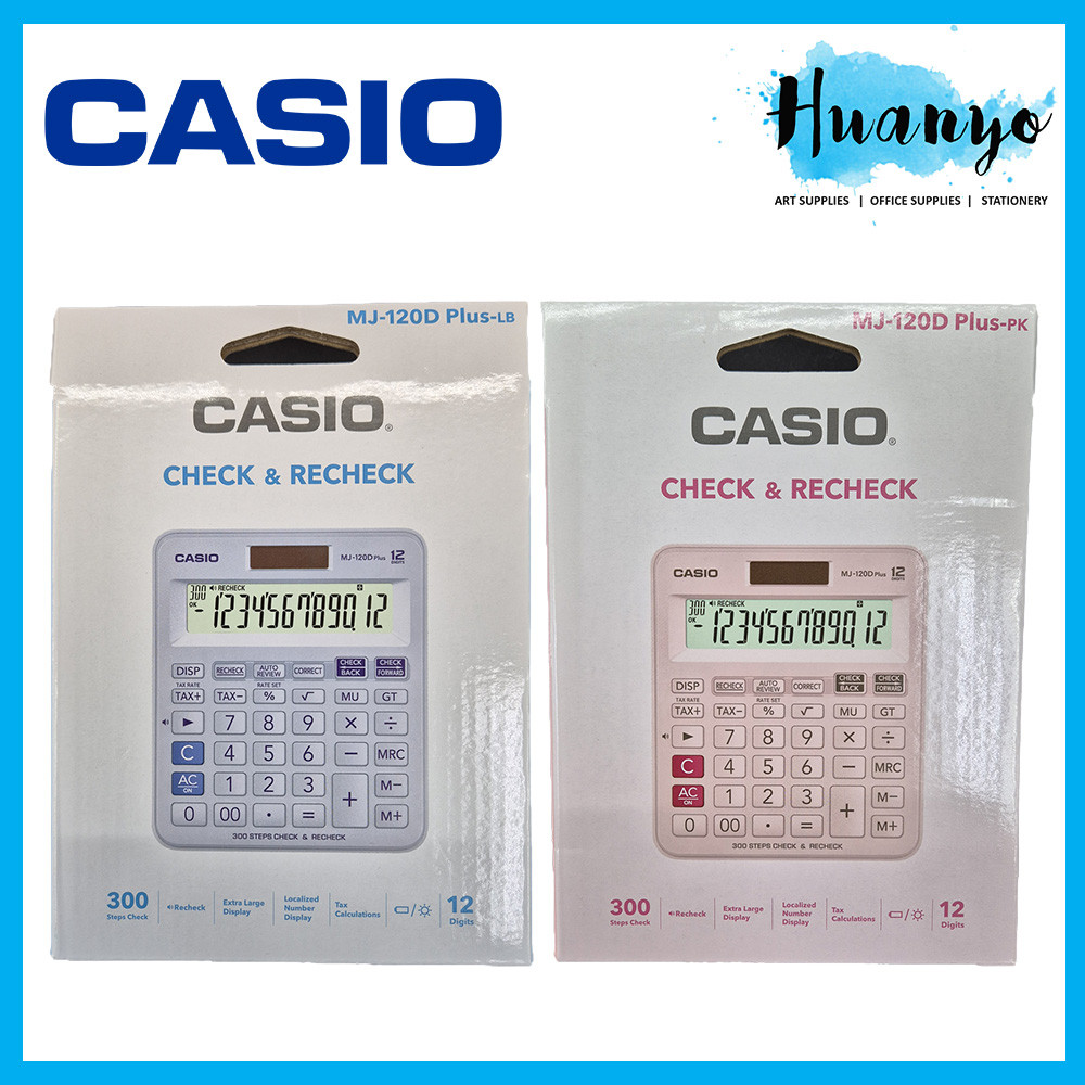 Casio MJ-120D Plus Calculator 12 Digit Check & Recheck 300 steps Mini ...