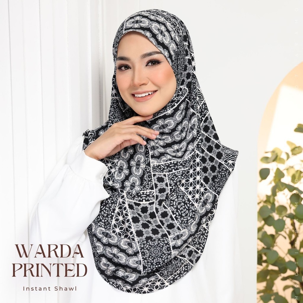 Warda Klasik Printed Tudung Travel Ironless Instant Shawl Mootiara Less ...