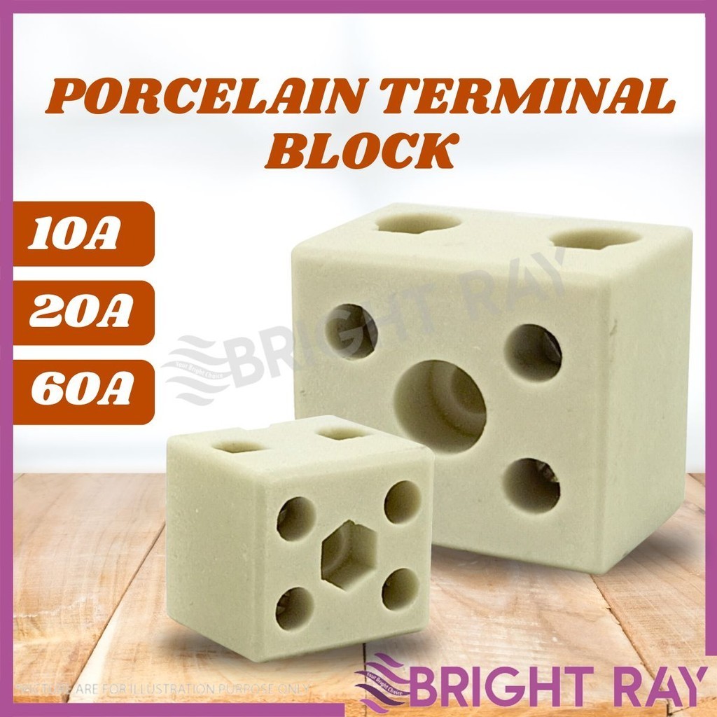 10A / 20A / 60A 2way Ceramics Terminal Blocks High Temperature Ceramic ...