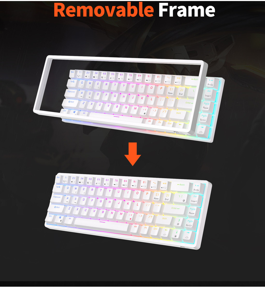 Royal Kludge RK837 RKG68 Mechanical Mini Wireless Keyboard Bluetooth 2 ...