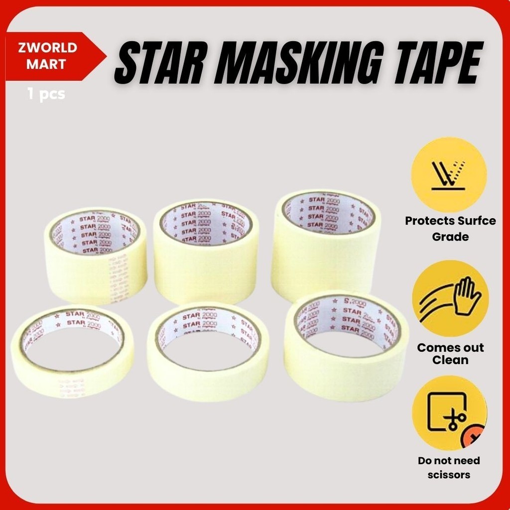 Star Masking Tape 12/18/24/36/48/60/72mm X 20yd | Shopee Malaysia