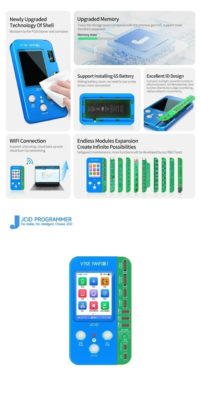 JCID V1SE Multi-tool Programmer for IPhone 6-14 ProMax Mobile Phonse Nand Flash Read Write ...
