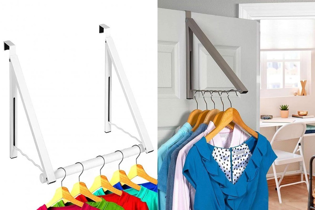 [Sarah] Door Hanging Clothes Rack Foldable Metal Drying Rack Space ...