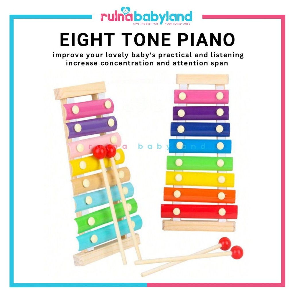 MONTESSORI WOODEN TOYS EIGHT TONE PIANO - MACARON / RAINBOW | Shopee ...