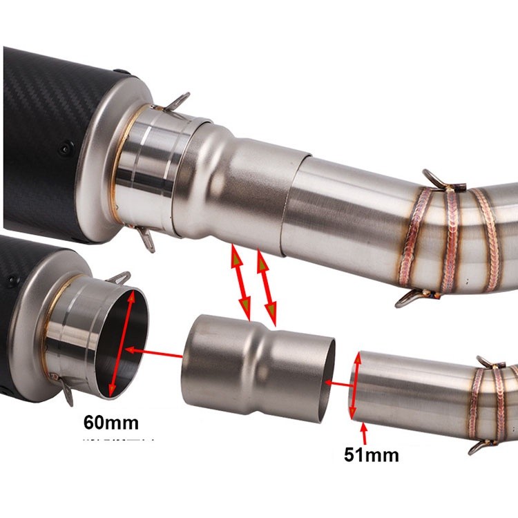 Universal 60-51MM Motorcycle Exhaust Muffler Pipe Adapter Midpipe ...