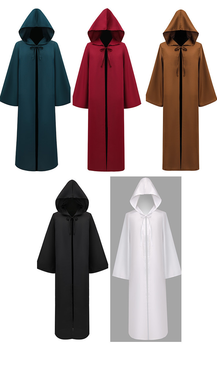 Sorcerer Hooded Robe Cloak Halloween Cosplay Costume Wizard Unisex ...