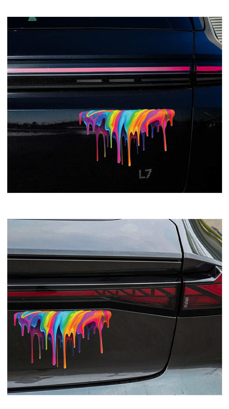 Fluid Paint Rainbow Car Sticker Electric Vehicle Decoration Car Decals ...