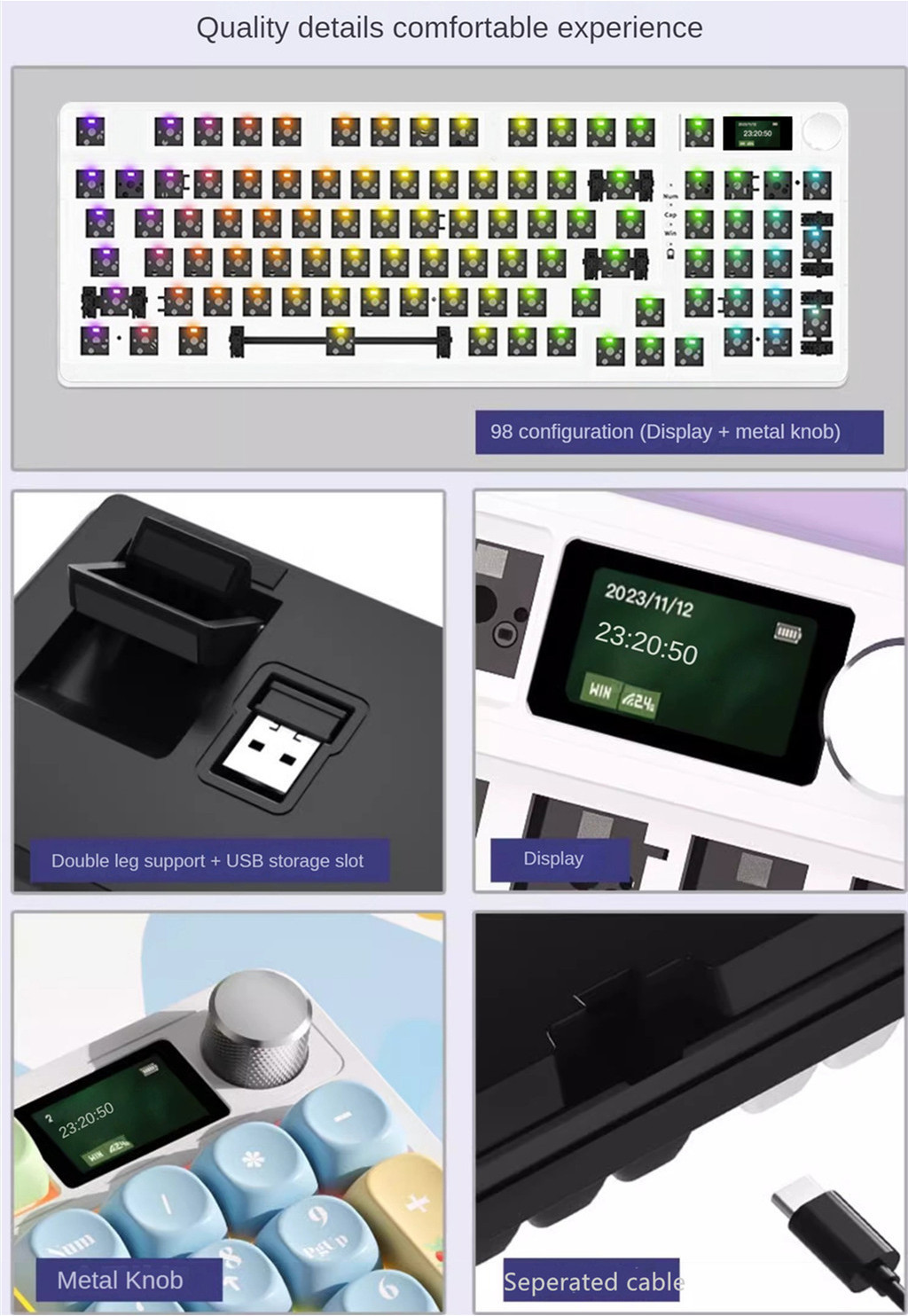 Mathew Tech KC98 Pro 98% Layout Mechanical Keyboard USB Hot Swappable ...