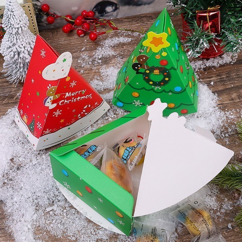 Cone Shaped Triangular Christmas Candy Box - 10Pcs Folding Presents ...