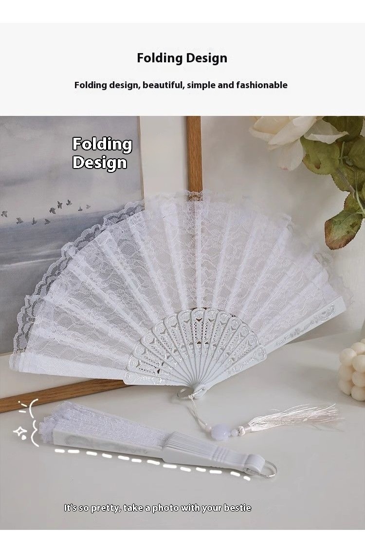 Retro lace, Chinese fan, dance, folding fan, photo, Hanfu, cheongsam ...