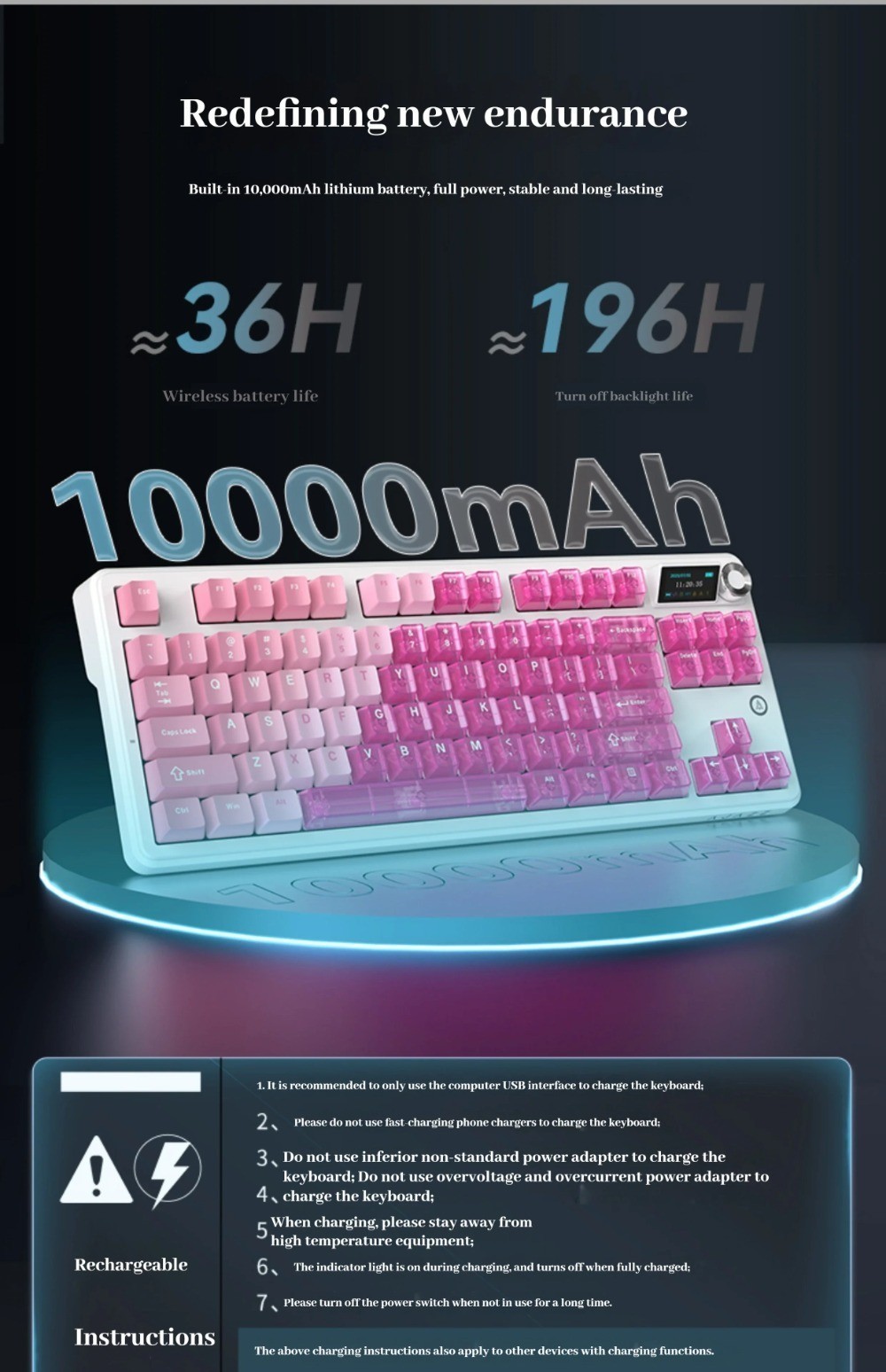 MK87 Tri-mode Mechanical Keyboard Wireless RGB Light TFT Display Gasket Full-key Hot Swappable ...