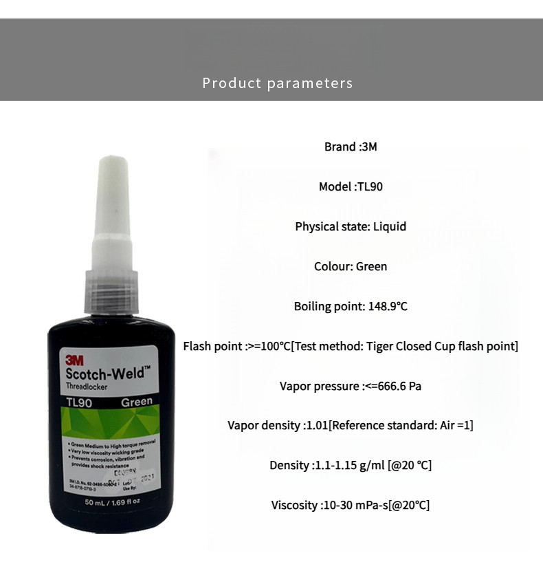 3M TL90 Thread Locking Agent Green Penetration Fastening Anaerobic Glue ...