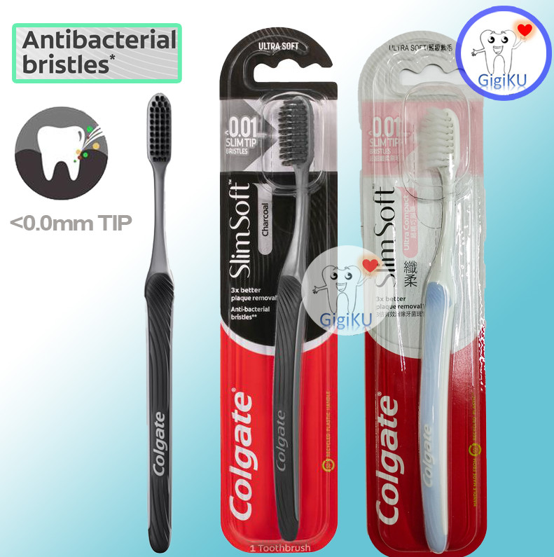 Colgate Slimsoft 0.01mm Charcoal Ultra CompactToothbrush super soft ...