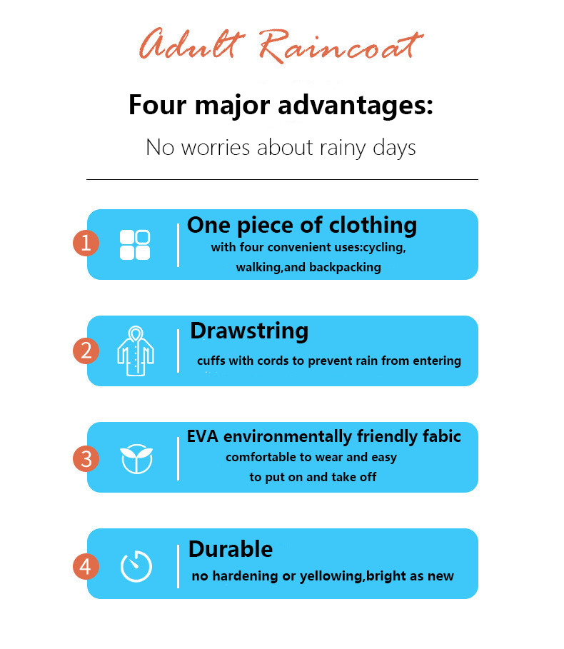 Sunny Chic 6 Color Raincoat, Hiking Rain Poncho – Heavy-Duty EVA ...