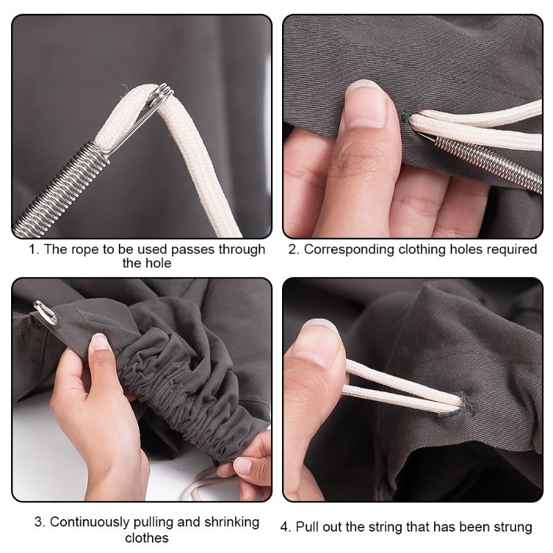 5Pcs Flexible Elastic Rope Threaders - Durable Iron Spring Waist Rubber ...