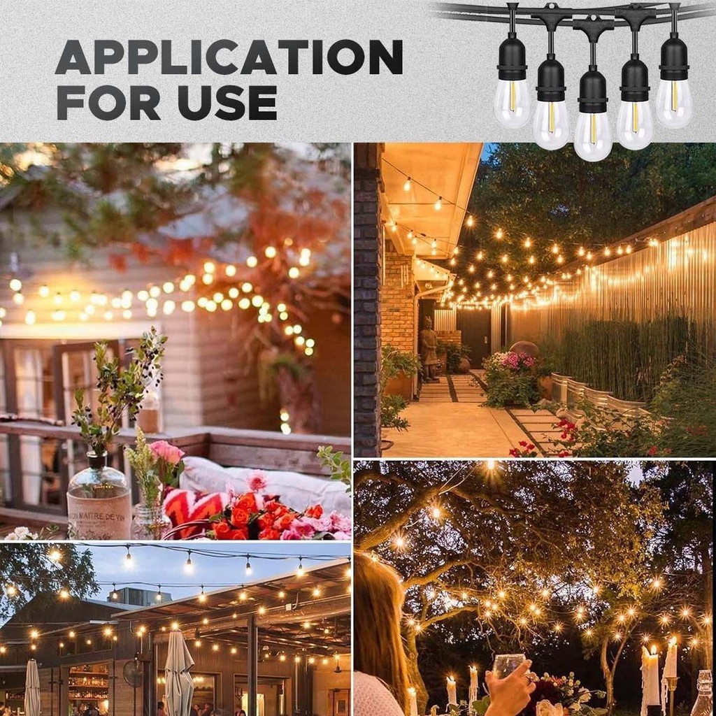 50M 100M E27 STRING LIGHT HOLDER IP65 OUTDOOR CABLE WITH LAMP HOLDER ...