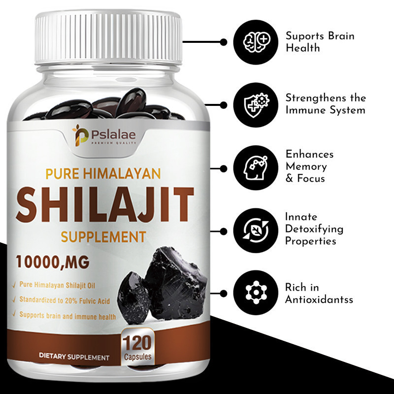 Shilajit Supplement, 10,000 MG Capsules Pure Himalayan Shilajit Oil ...