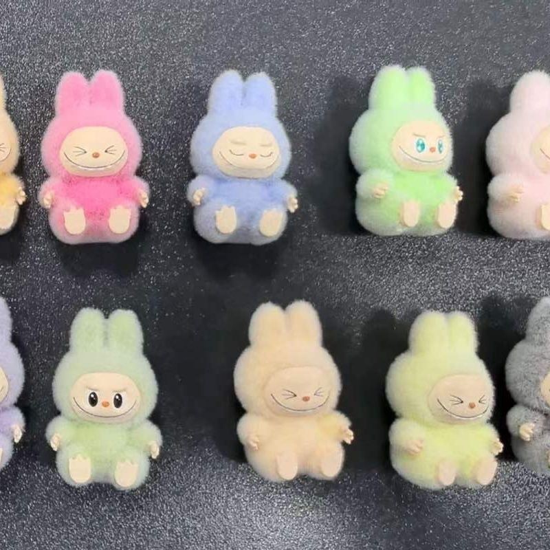 Mini Flocking labubu labubu Doll Vinyl Little Doll 3cm Pendant Cute ...