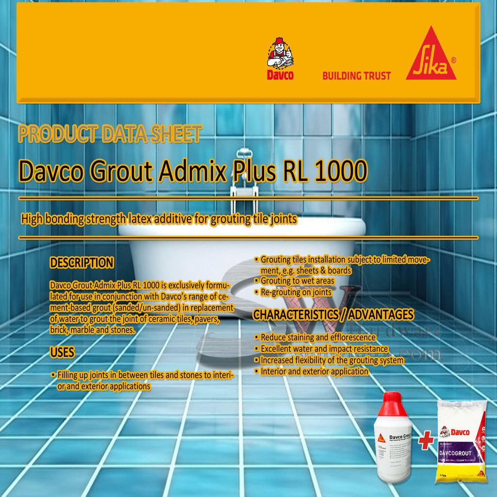 SIKA 1Litre Davco RL1000 Grout Admix Plus - High Bonding Strength Latex ...