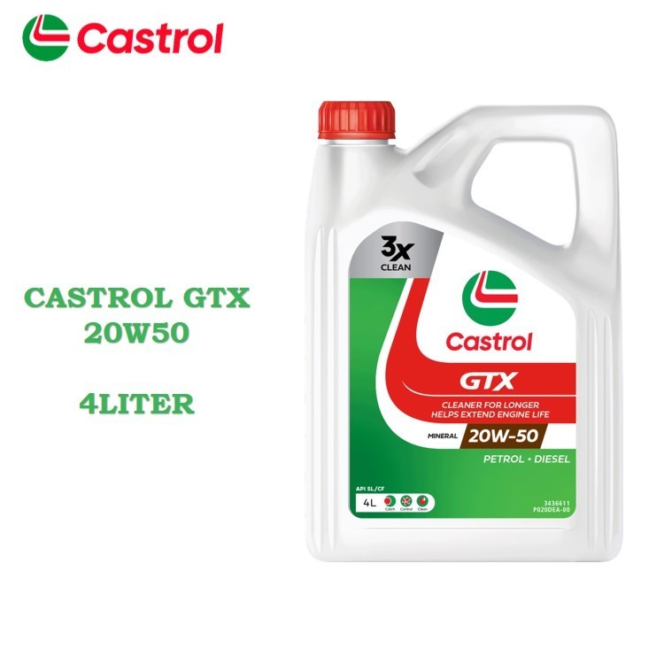 Castrol GTX 20W-50 for Petrol and Diesel Vehicles (4L) (100% ORIGINAL) (LONGLIFE/SMOOTH/QUIET ...