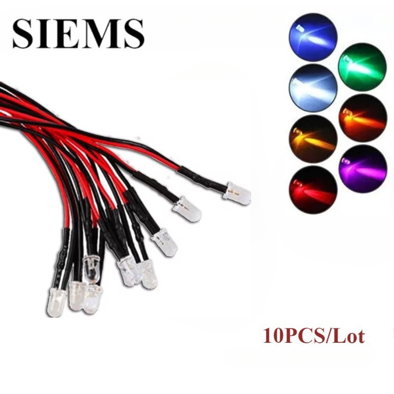 10 Pieces 5mm LED Light Lamp RGB LED Diode Lamp Prewired Emitting ...