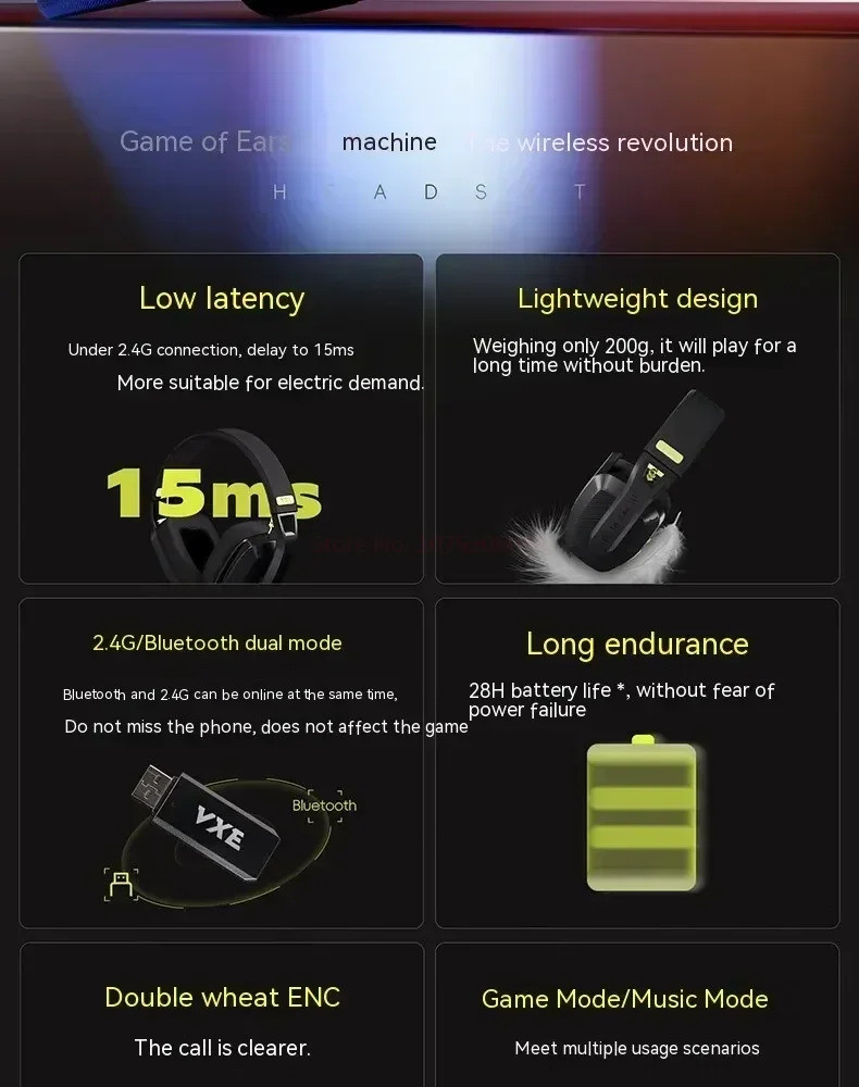 Vgn Vxe Siren V1 Gaming Headset Bluetooth 5.3/2.4g Dual-mode ...