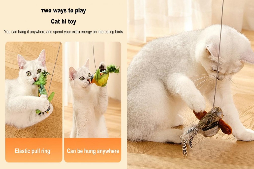 KPL Chirping Bird Cat Toy Chirping Bird Toy Interactive Flapping Wings ...