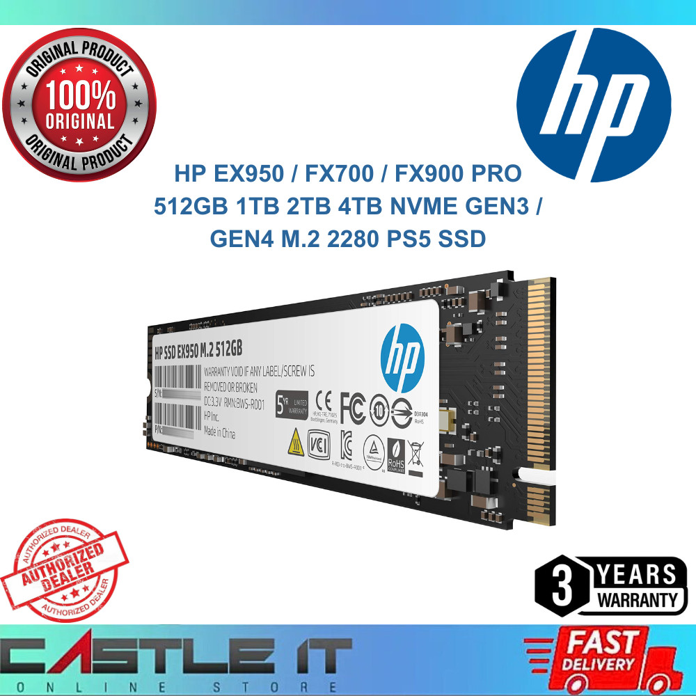 HP EX950 / FX700 / FX900 PRO 512GB 1TB 2TB 4TB NVME GEN3 / GEN4 M.2 2280 PS5 SSD Solid State ...
