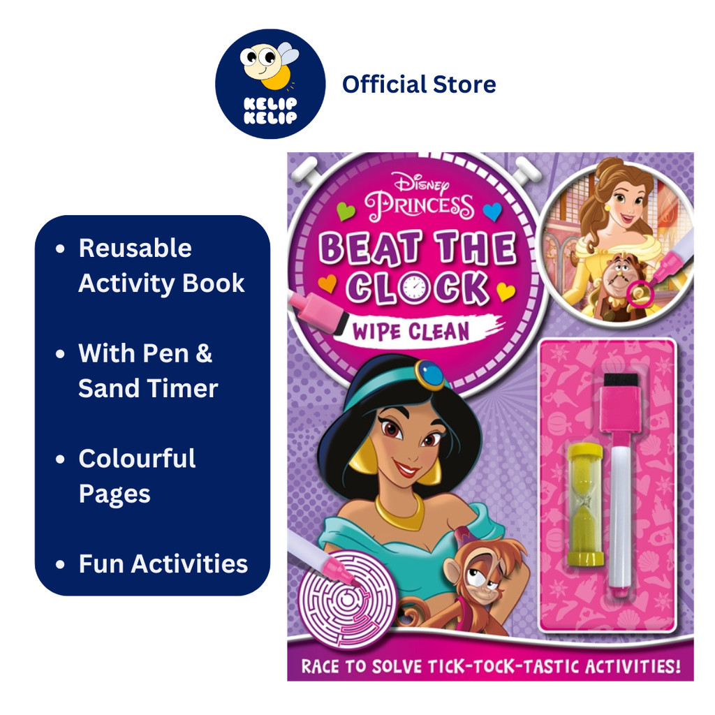 Disney Princess Wipe Clean Activity Book Beat the Clock For Kids To ...
