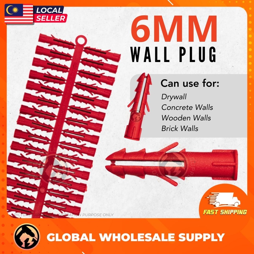 EPI 6MM 1 PAPAN Wall Plug Screw Wall Skru Dinding Wall Screw Wall Plug ...