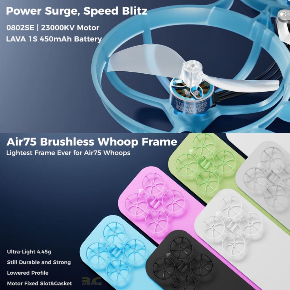 BetaFPV Air75 Brushless Whoop Quadcopter ELRS 75mm 1S Ultralight 21g ...