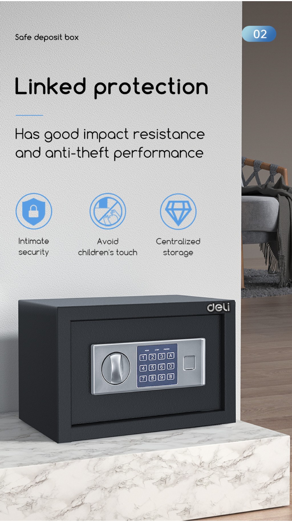 Deli Personal Safe Box Keypad Home Office Hotel Anti-Theft Money ...